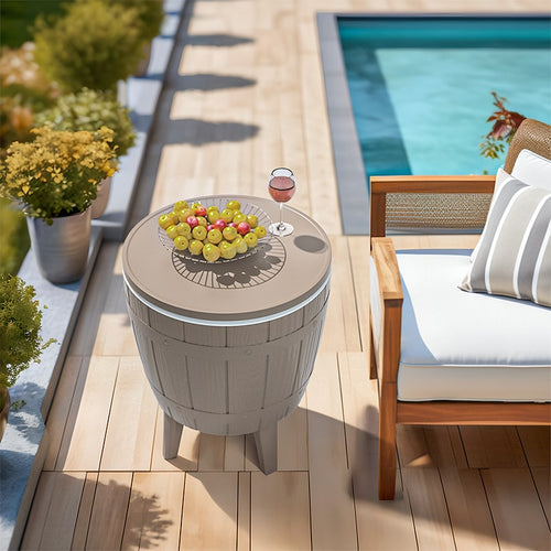Patio Cooler Table | Weather Resistant Resin | Bluu