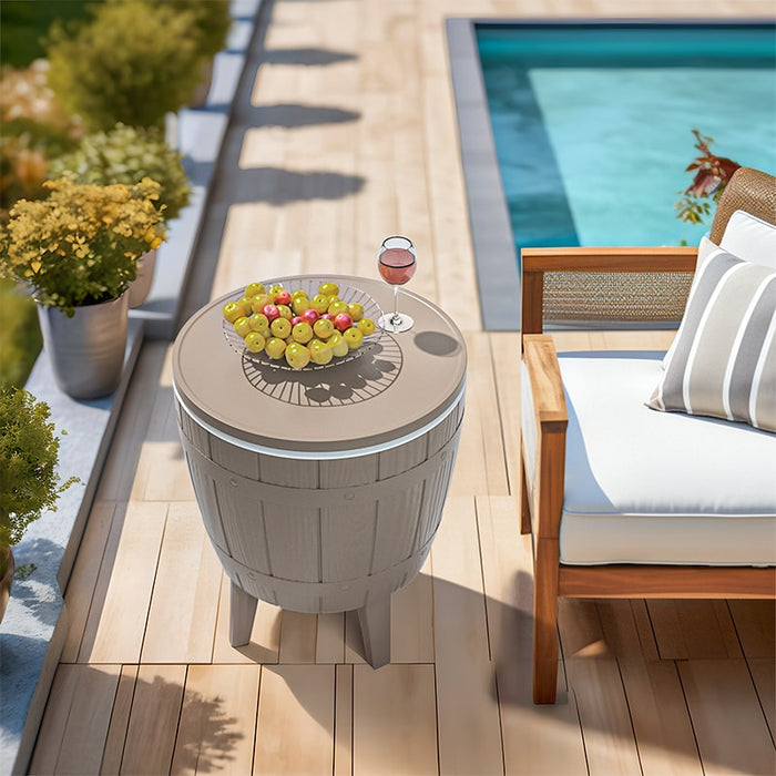 Patio Cooler Table | Weather Resistant Resin | Bluu